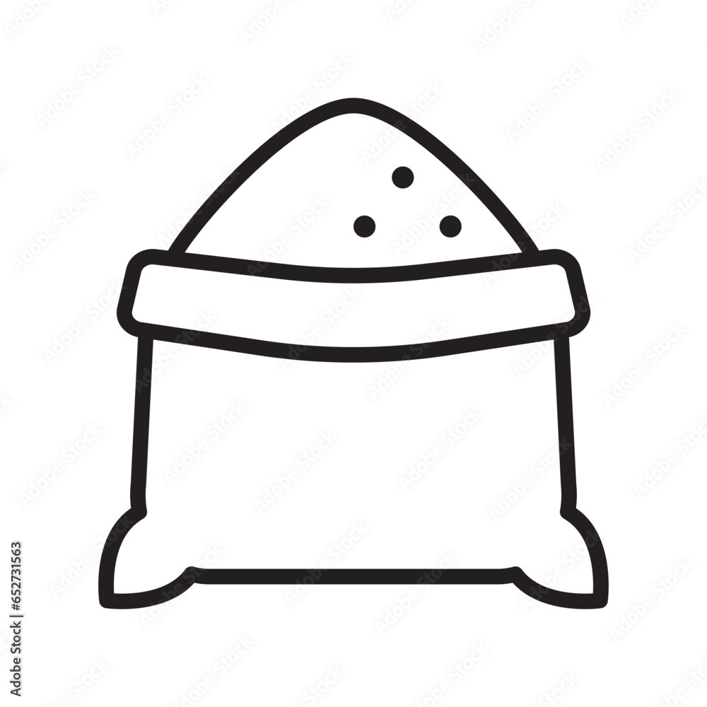 Black single flour sack flour line icon, simple natural food graphic ...