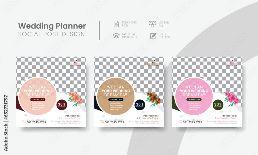 Versatile wedding planner social media post for commercial event ...