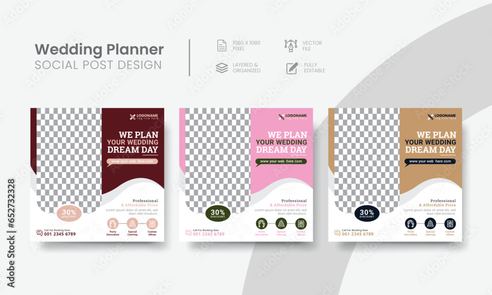 Versatile wedding planner social media post for commercial event ...