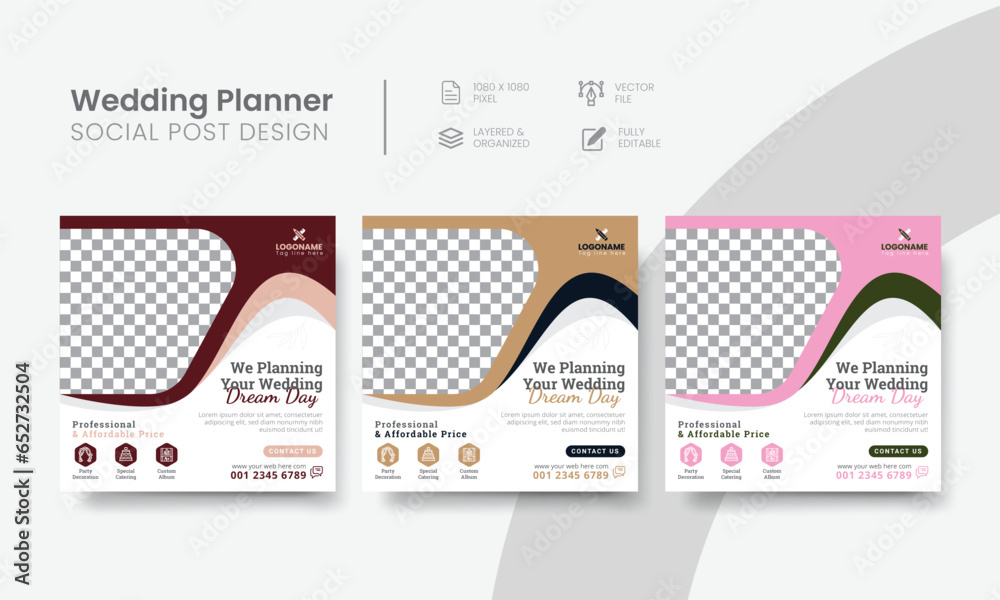 Versatile wedding planner social media post for commercial event ...