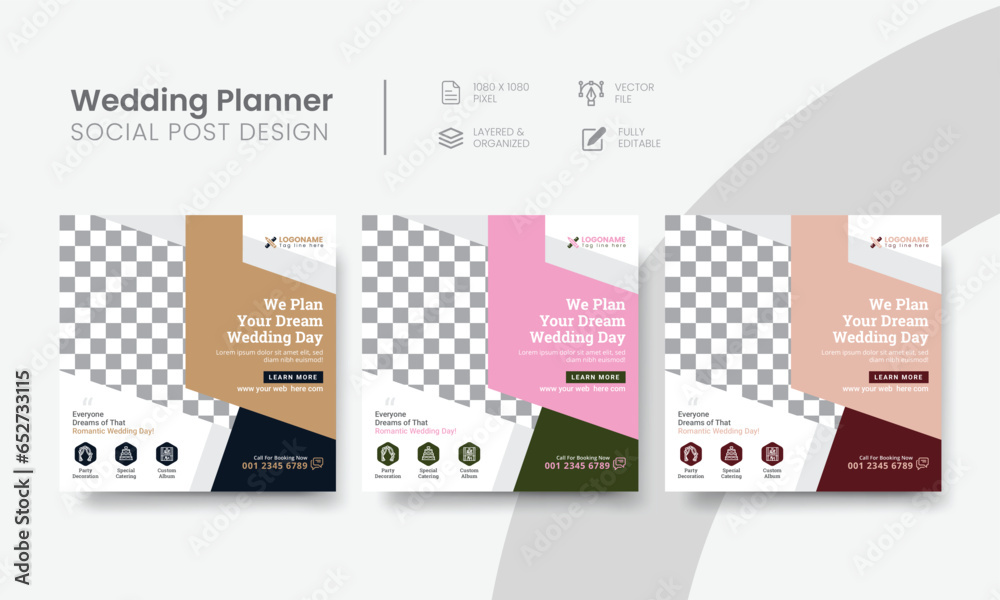 Versatile wedding planner social media post for commercial event ...