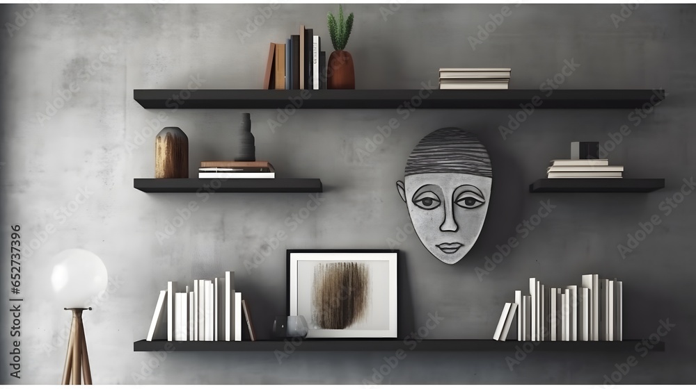Gray virtual background with wooden shelf, Stock Illustration | Adobe Stock