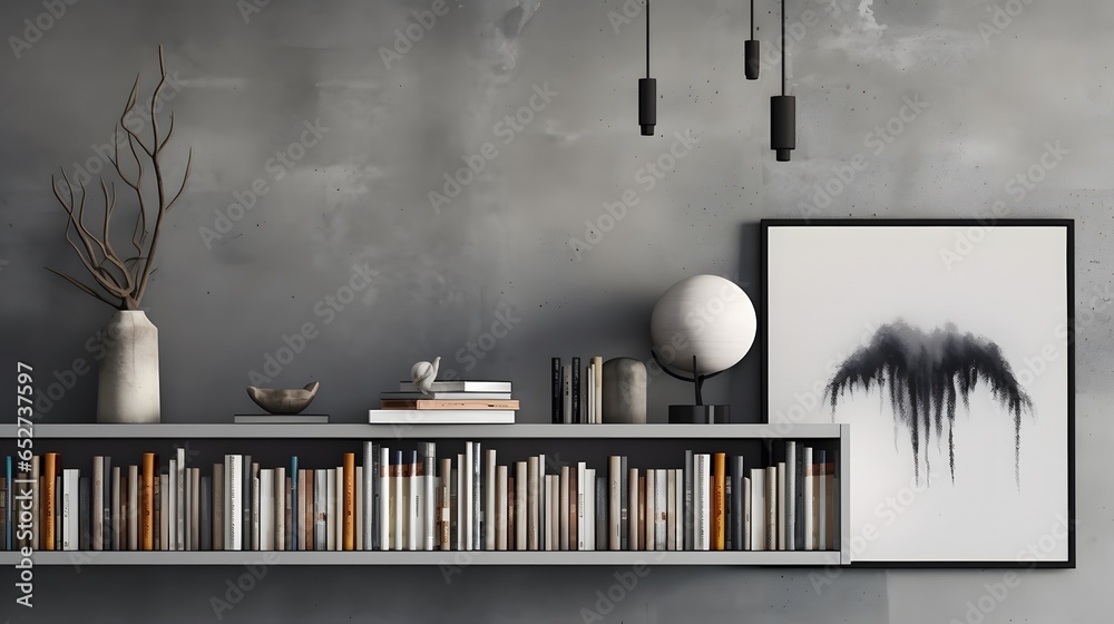 Gray virtual background with wooden shelf, Stock Illustration | Adobe Stock