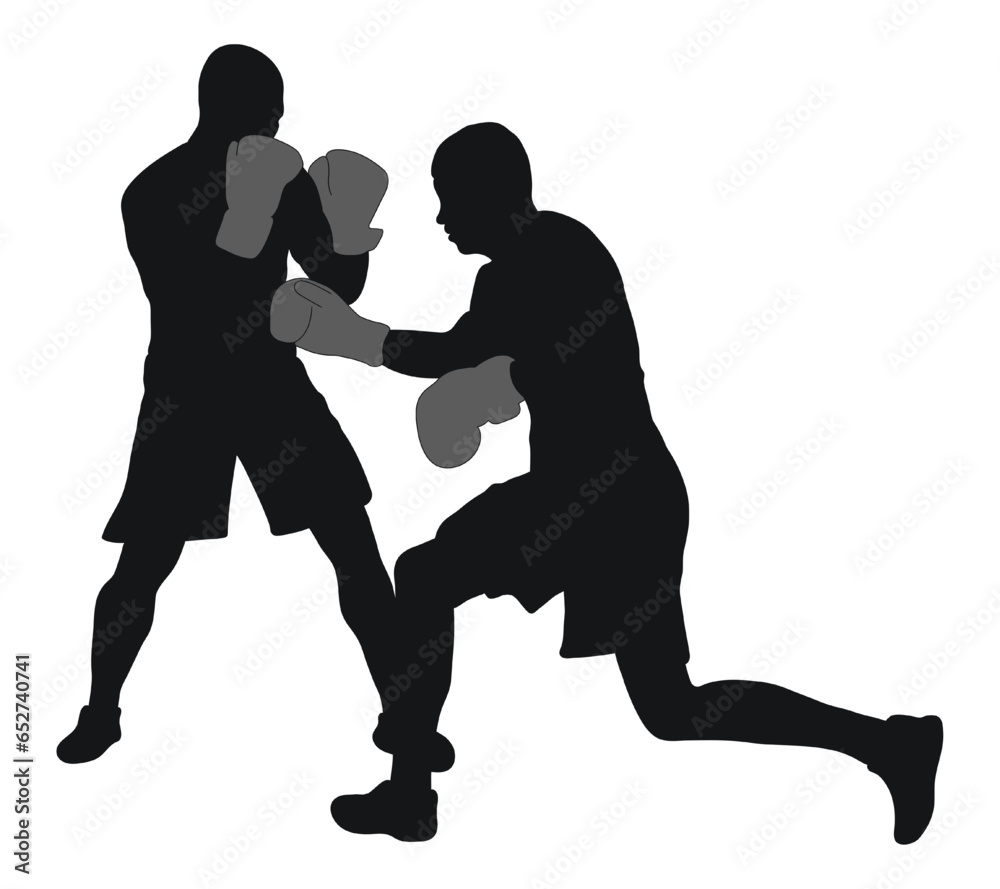 Image of silhouettes of boxing athletes, MMA fighters. Boxing, bout ...