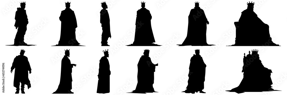 King silhouettes set, large pack of vector silhouette design, isolated ...