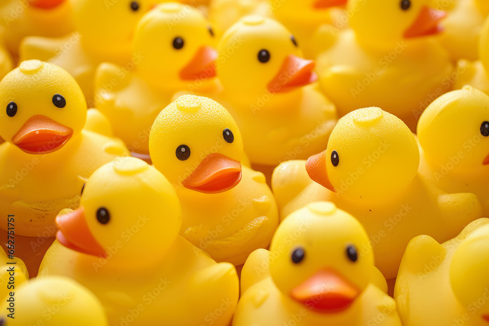Rubber Ducks Floating in a Magnified View: A Playful Parade of Colorful ...