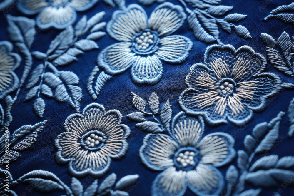 Embroidered Denim Fabric: Unveiling Intricate Details of Close-Up ...
