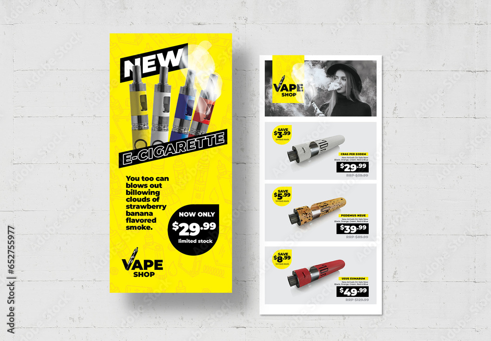 Vape Shop Vapes Galore DL Flyer Layout Stock Template | Adobe Stock