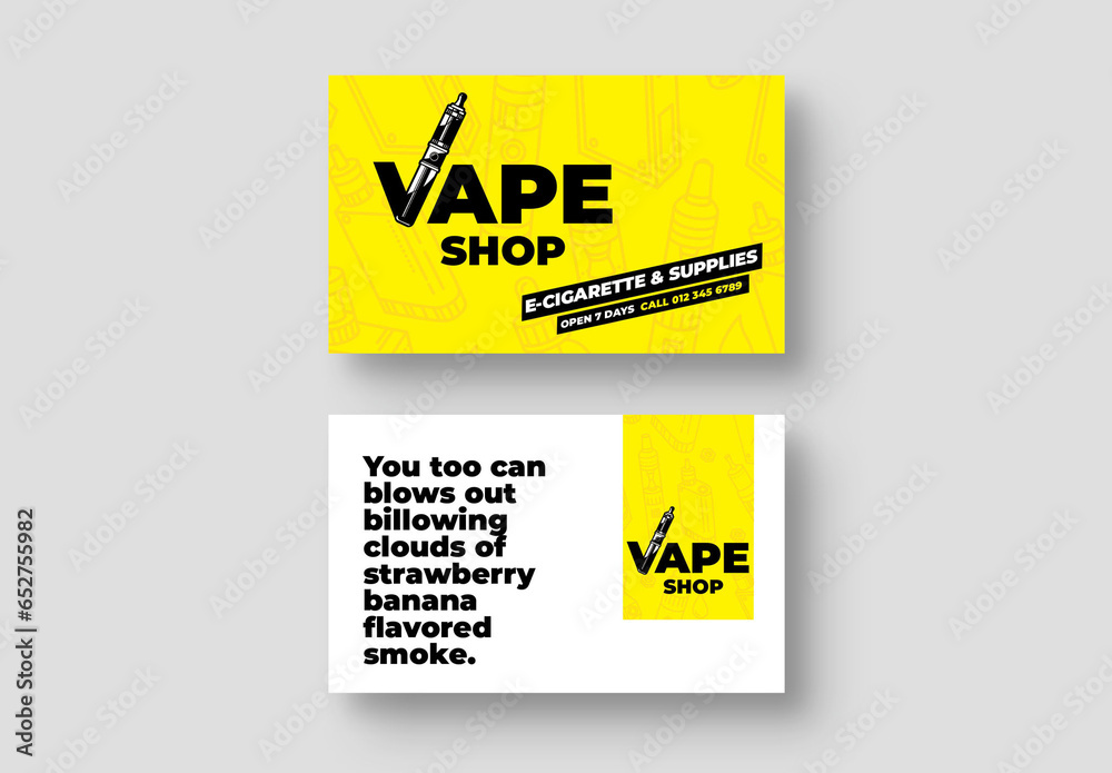 Vape Shop Vapes Galore Business Card Layout Stock Template | Adobe Stock