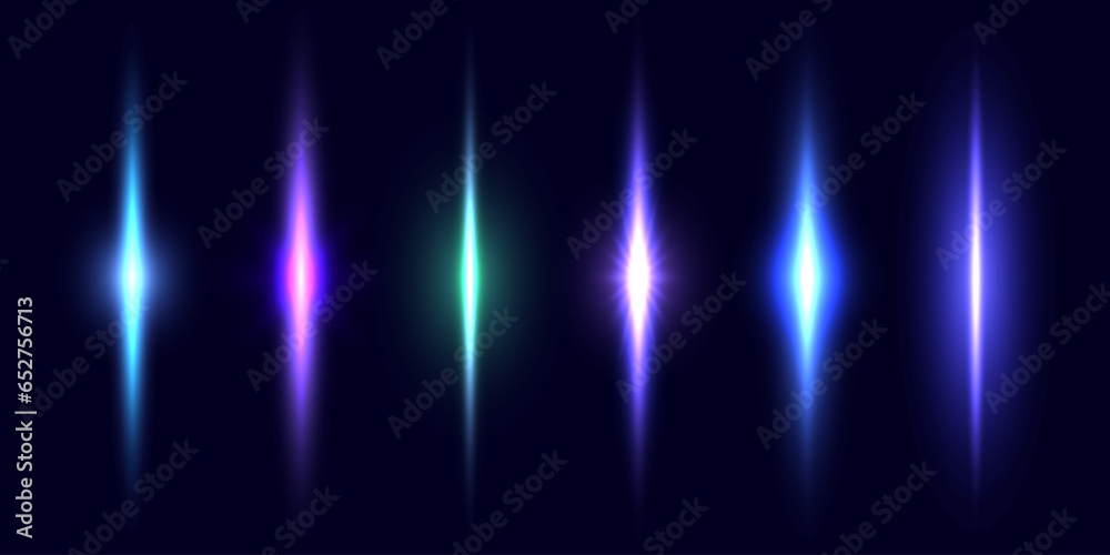 Neon divider line set. Glowing vertical stripes collection. Fluorescent ...