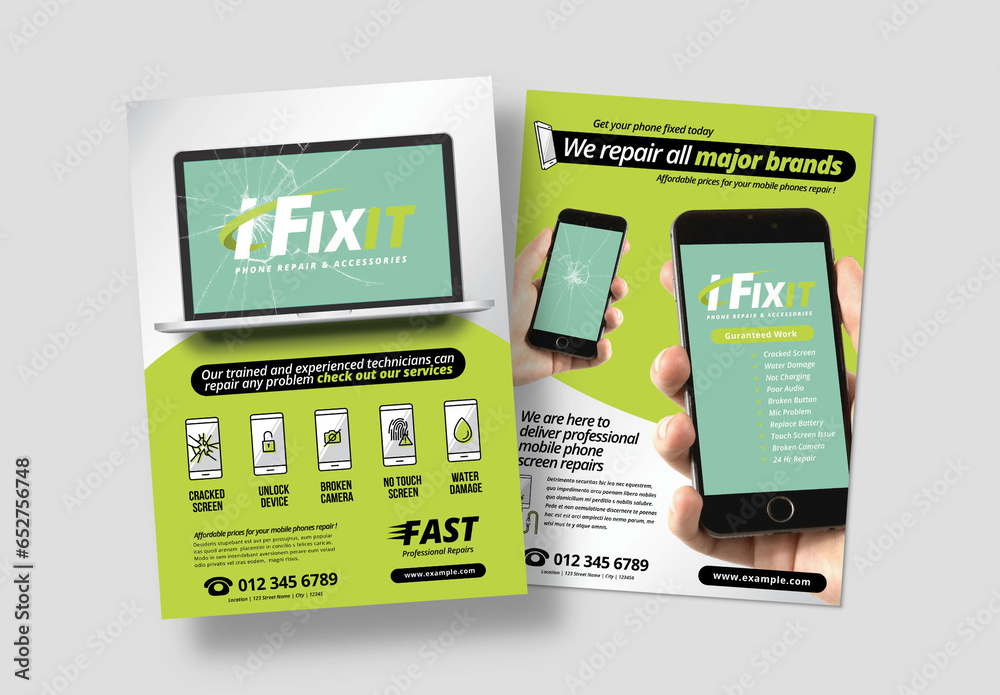 Phone Repair Professional Repair Services Flyer Layout Stock Template ...