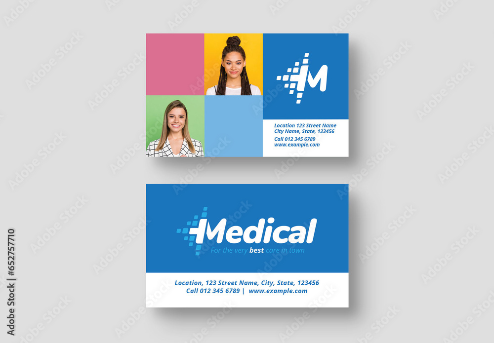 Medical Clinic Hospital Card Layout Wellness Company Health Service ...