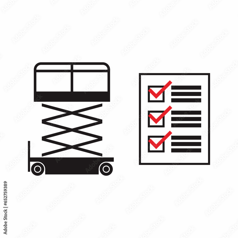 Scissor lift safety prestart inspection symbol and illustration ...