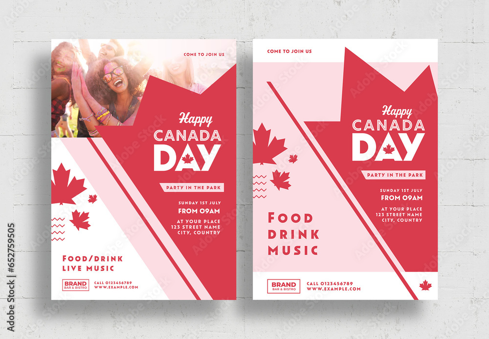 Canada Holiday Flyer Layout for Canadian Stock Template | Adobe Stock