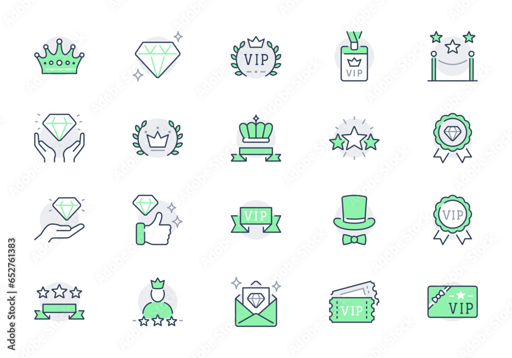 VIP line icons. Vector illustration include icon - benefit, ribbon ...