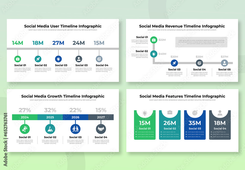 Social Media Timeline Infographic Design Stock Template | Adobe Stock