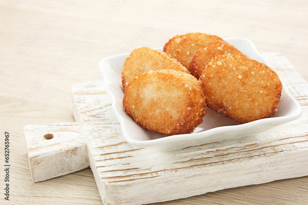 Jadah Goreng or Fried sticky rice cake, made from glutinous rice and ...
