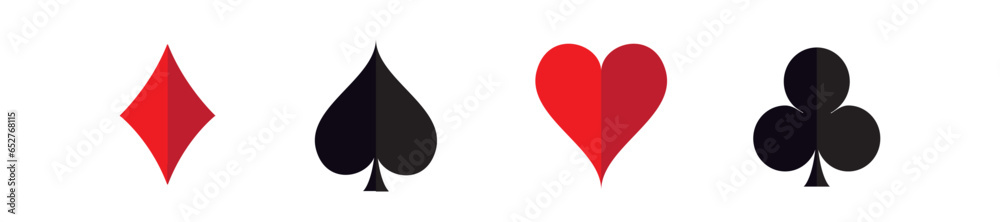 Vector illustration of four suits of playing cards: hearts, diamonds ...