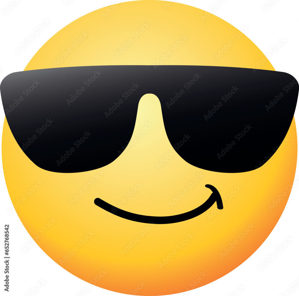 Emoticon with sunglasses. Emoji vector. Cool smiling Face with ...