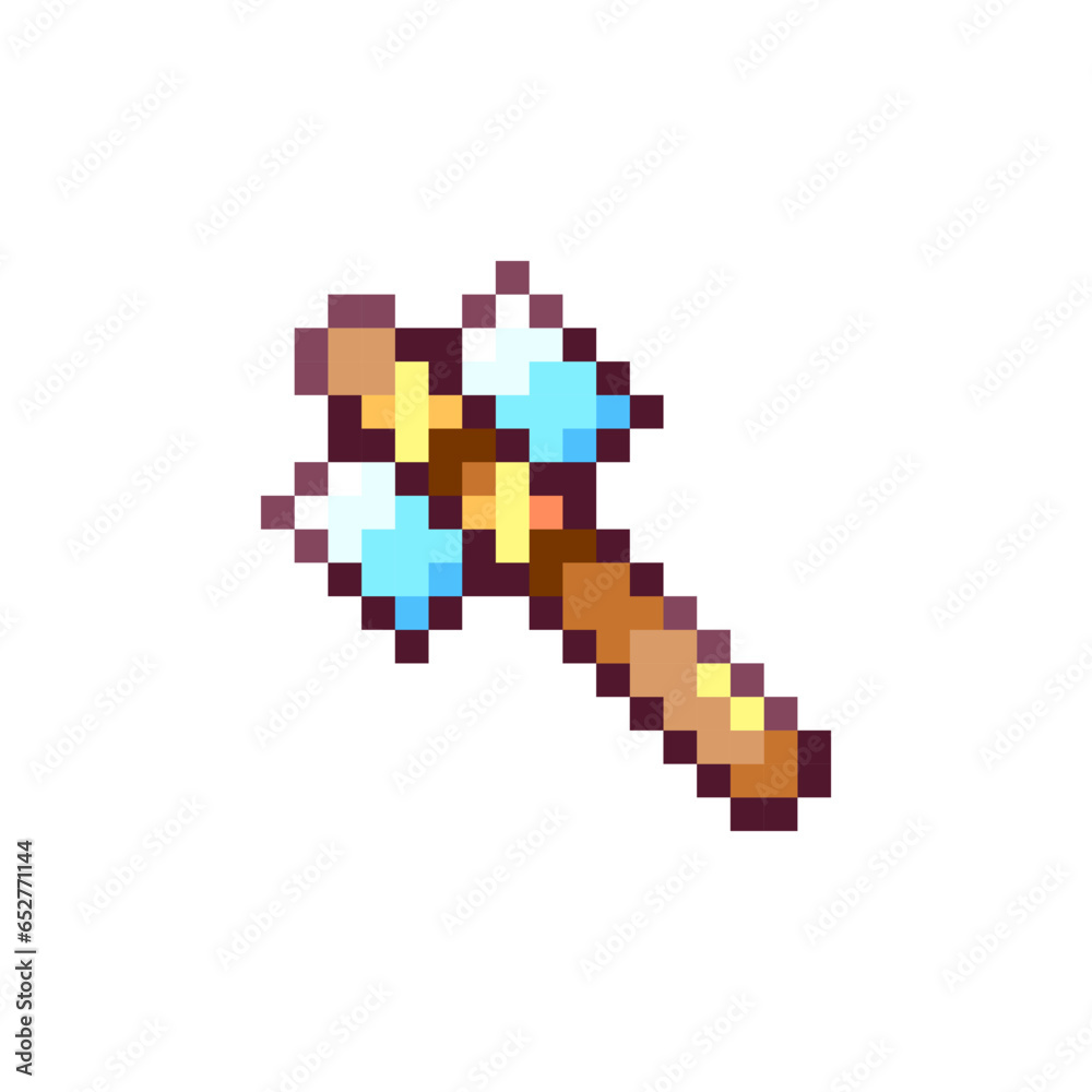 Pixel Art Hammer Icon. 8bit Retro Game Smash, Craft and Build Weapon ...