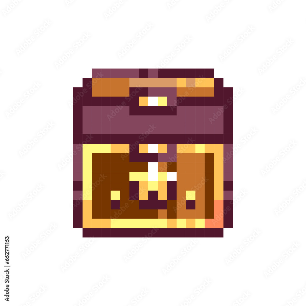 Pixel Art Chest Icon. 8bit Retro Game Treasure Trophy Chest Sticker ...