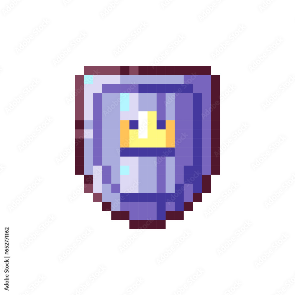 Pixel Art Shield Icon. 8bit Retro Game Knight Steel Armor, Sticker ...