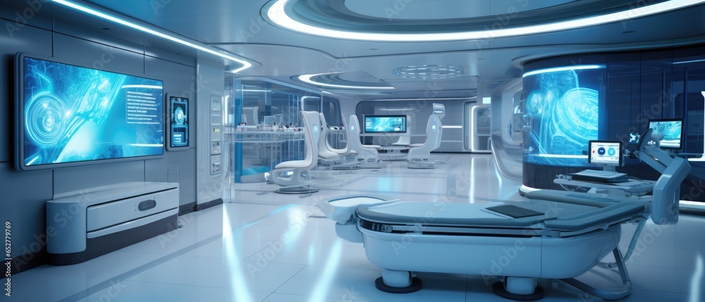 Foto de futuristic lab transforming hospital wards, the future of high ...