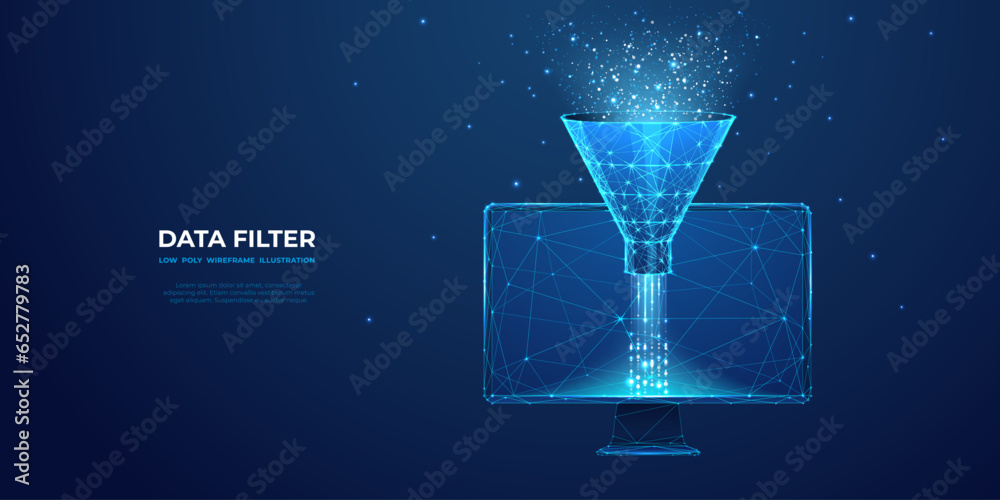 Digital Sales Funnel on Computer Monitor. Big Data Concept on ...