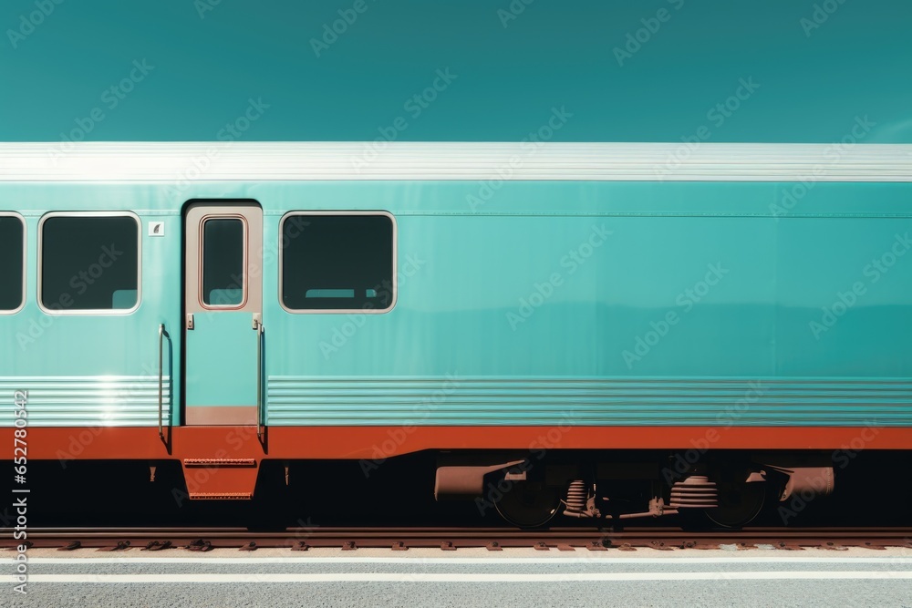 Teal and Brown Train Minimalism in a negative artistic space. Visual ...