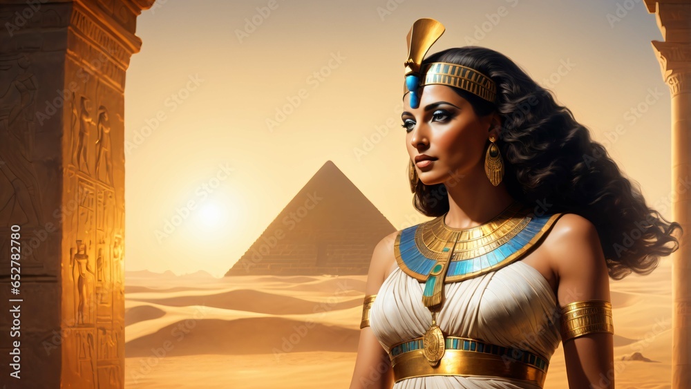 Foto de Cleopatra Portrait in ancient Egypt. Closeup illustration in ...