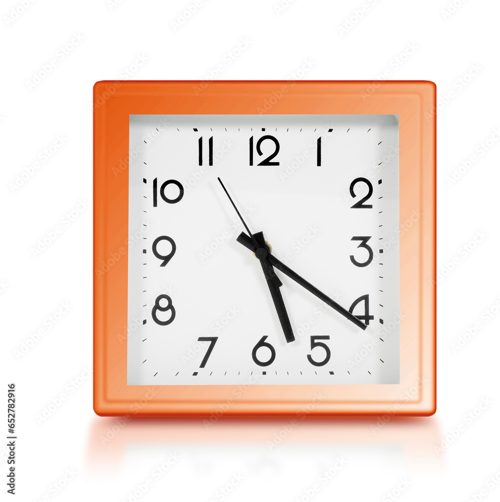 Reloj cuadrado sobre fondo blanco. Square clock on white background ...