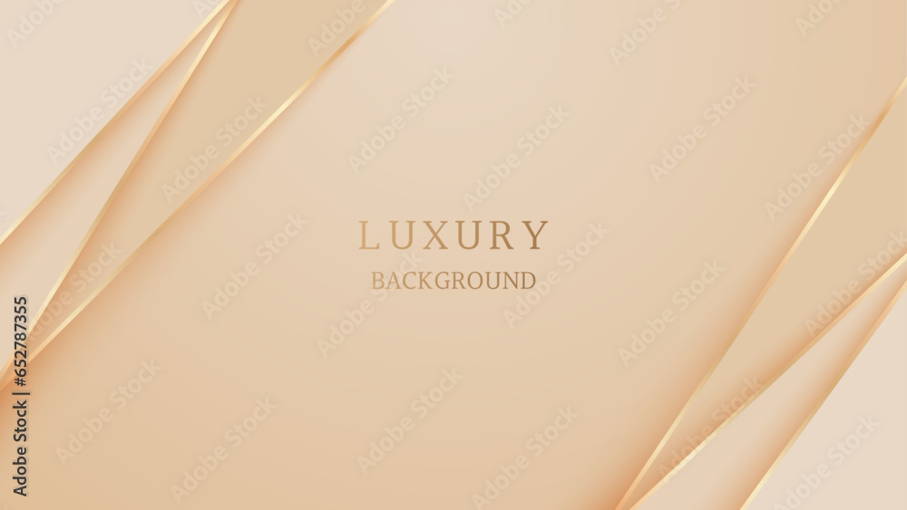 Elegant soft cream color paper cut style background with golden sparkle ...