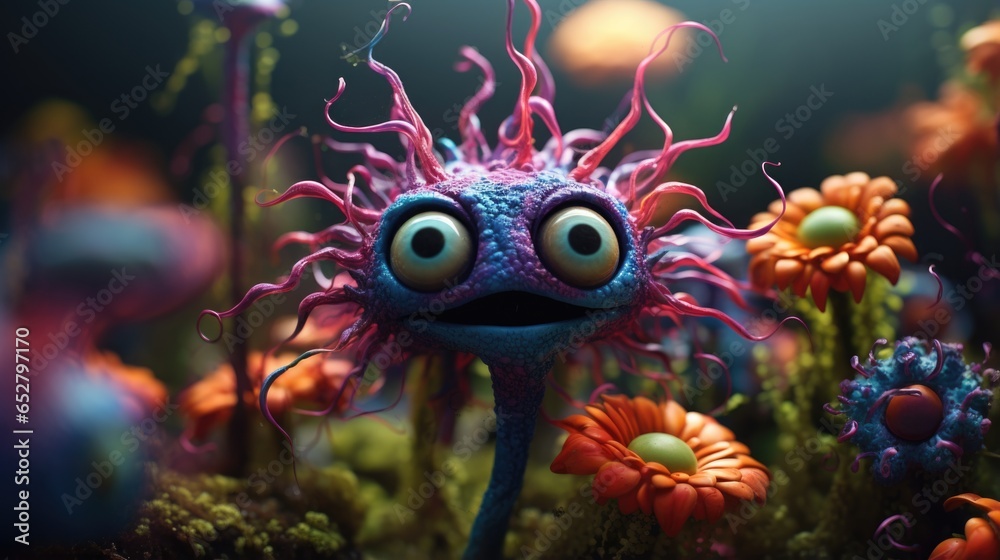 Tiny unseen world of dorky viral fungi monsters with big bulging eyes ...