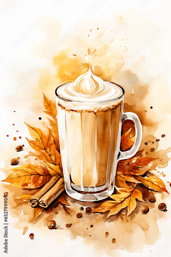 Watercolor Latte Coffee Digital Papers, Autumn Backgrounds, Fall Coffee ...