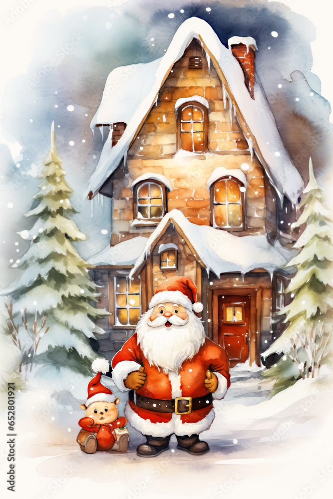 Watercolor Cozy Santa Claus Digital Papers, Santa Claus Backgrounds ...