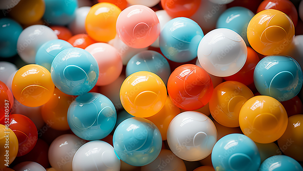 Colored plastic balls in pool of game room. Ball pit or pool,Swimming ...
