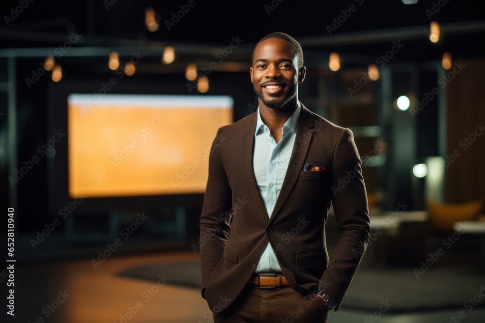 Black Male Marketing Manager Occupation Employment Workplace Backdrop ...