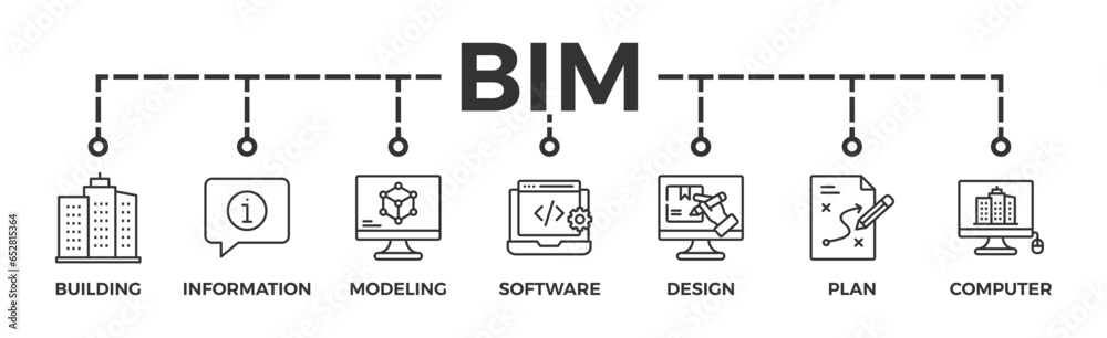 BIM banner web icon vector illustration concept for building ...