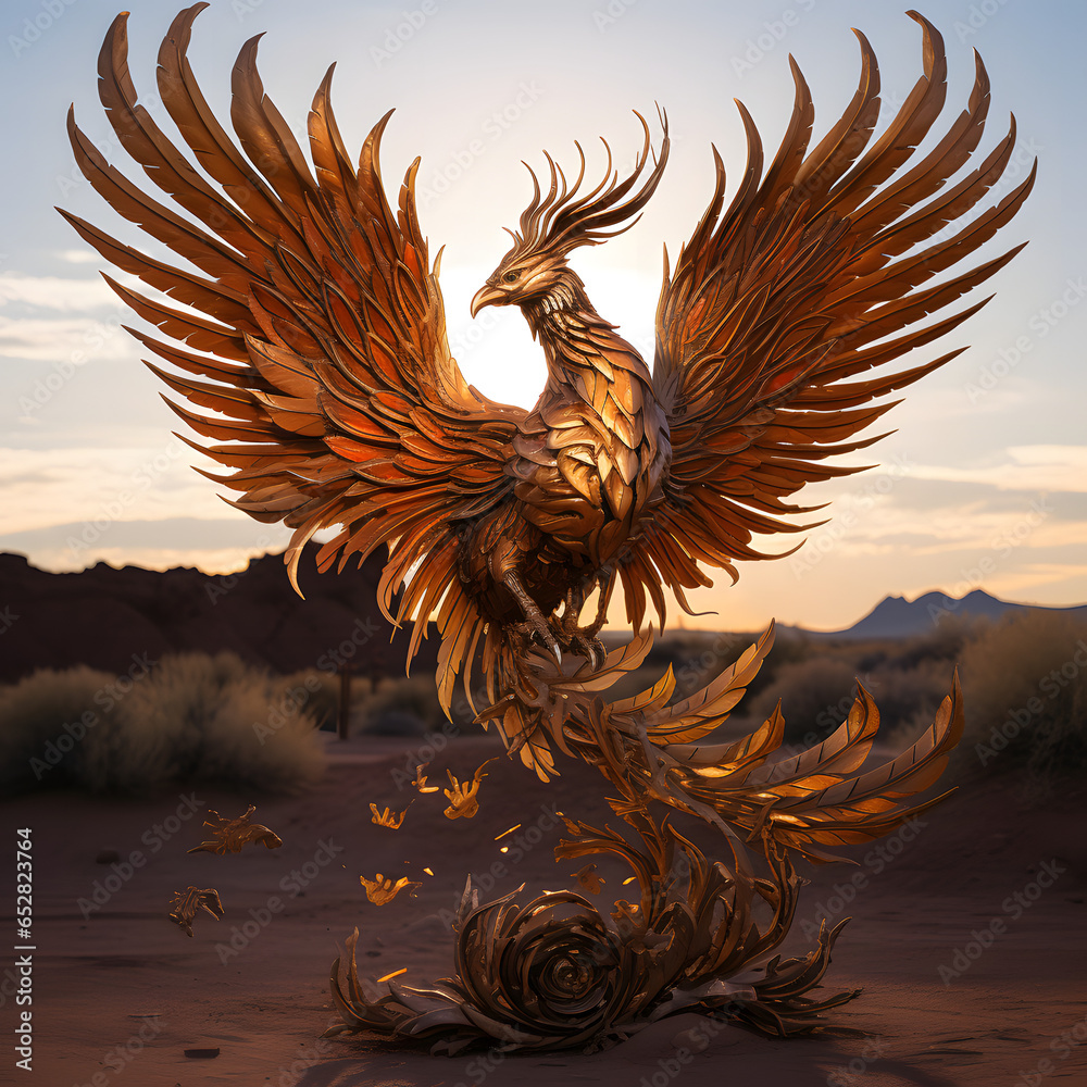Phoenix Eagle rising from the ashes and dust imponent image. Created by ...
