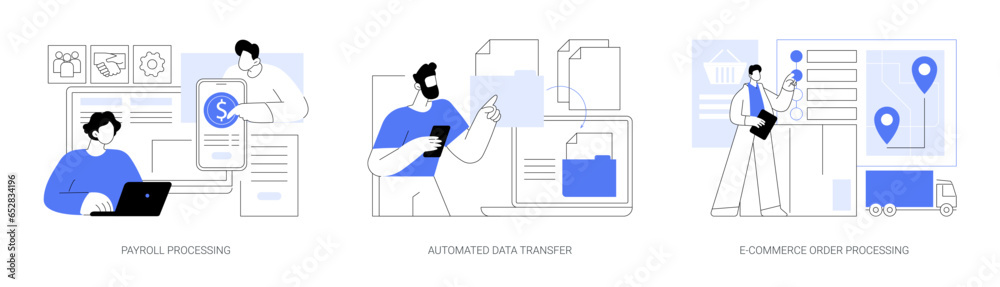 Automated business processes isolated cartoon vector illustrations se ...