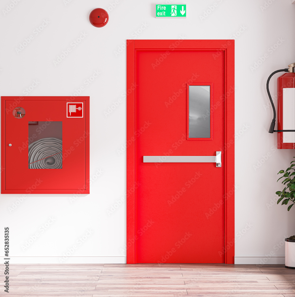 Fire exit door for emergency office. Building Emergency Exit with Exit ...