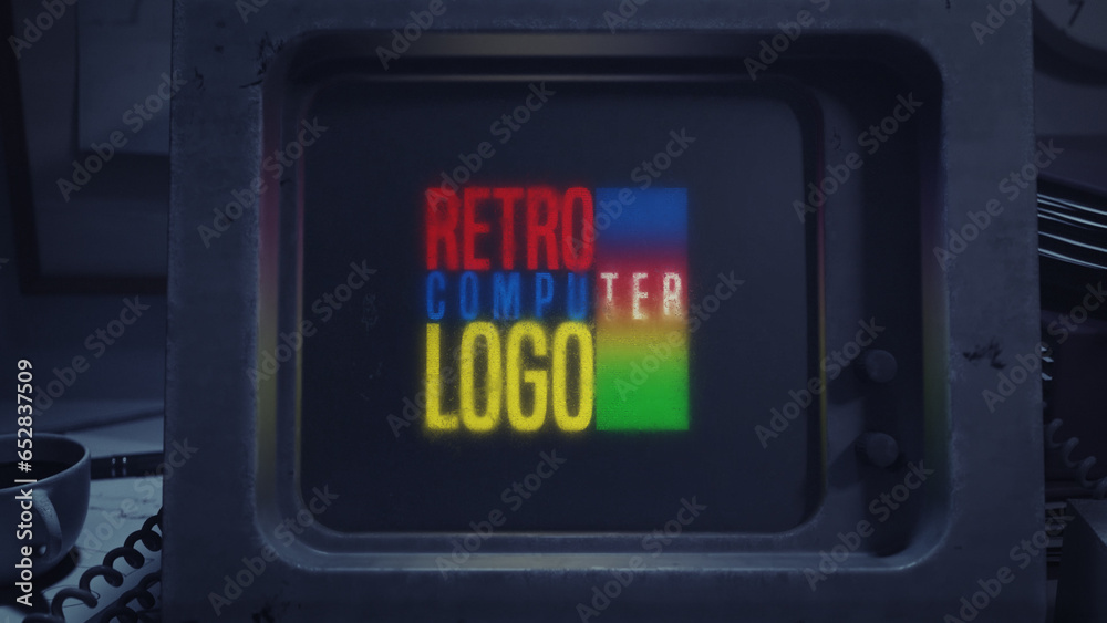Retro Computer Logo Stock Template | Adobe Stock