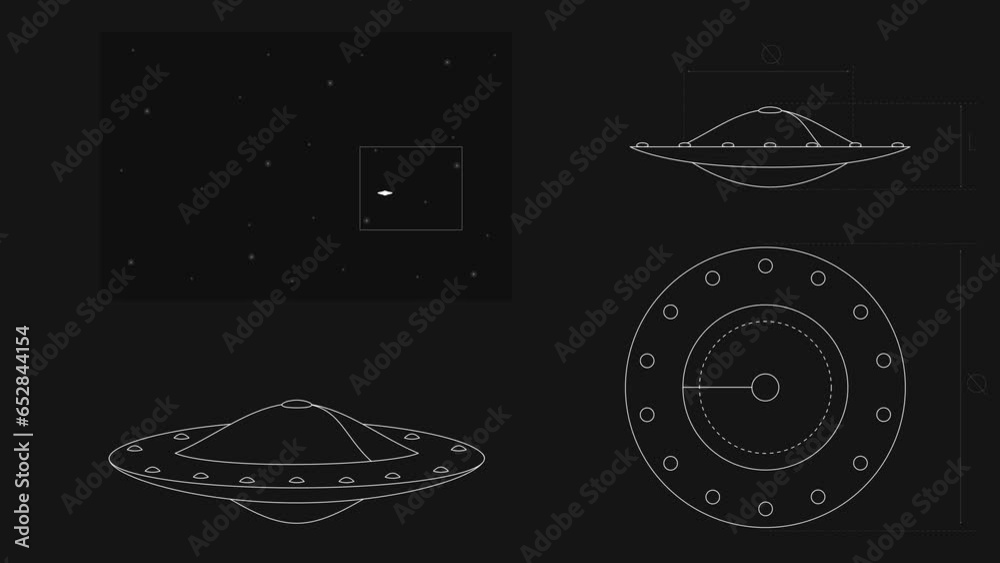 cyclic animation drawing of a UFO dark background. 2d motion Stock 비디오 ...