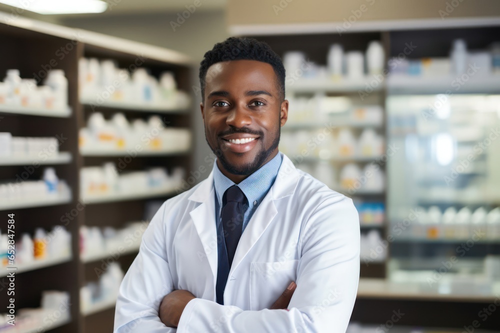 Black Male Pharmacist Employee Career Workplace Background Generative ...