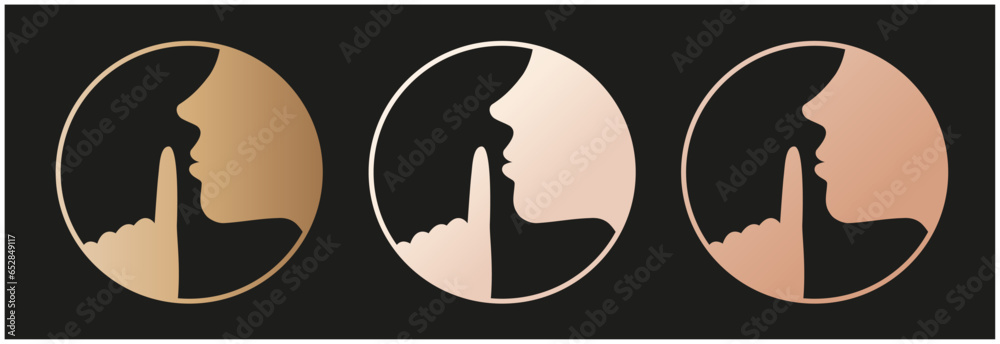 Icon bitte leise sein, pssst oder shhh Geste, symbol bitte keinen lärm ...