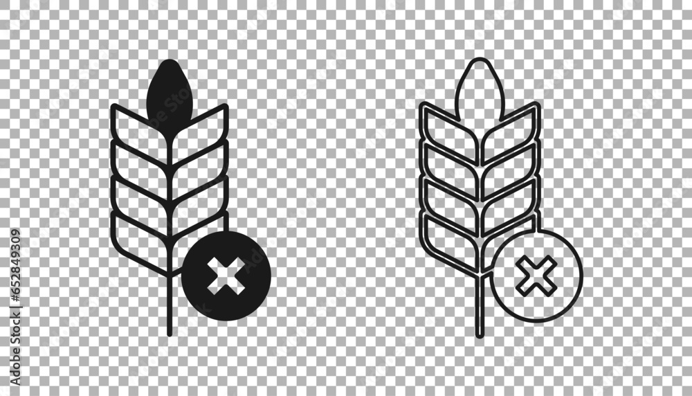 Black Gluten free grain icon isolated on transparent background. No ...