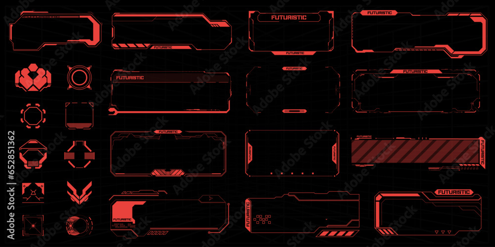 HUD danger and alert attention. Holographic hud user interface elements ...
