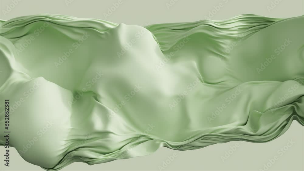 Abstract 3D animation of luxury flying fabric in slow-motion. A waving ...