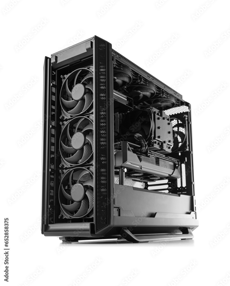 Personal computer isolated on a white background. System unit of a ...