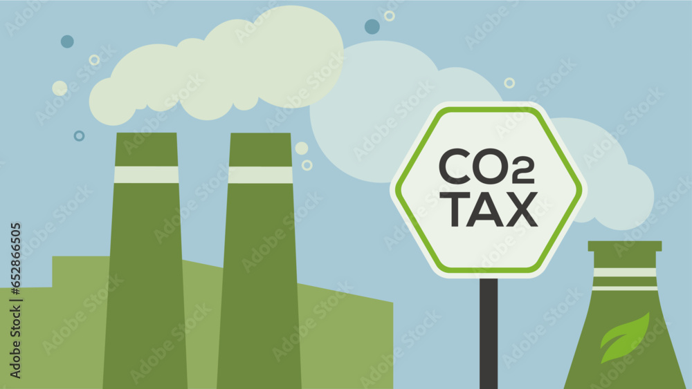 Vetor de Road sign Carbon CO2 Tax Credit, to reduce CO2 emission ...